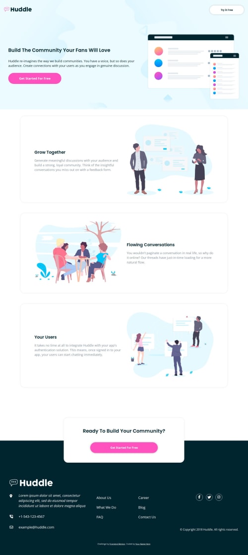 Responsive Layout for Huddle Landing Page w/ Alternating blocks coding ...