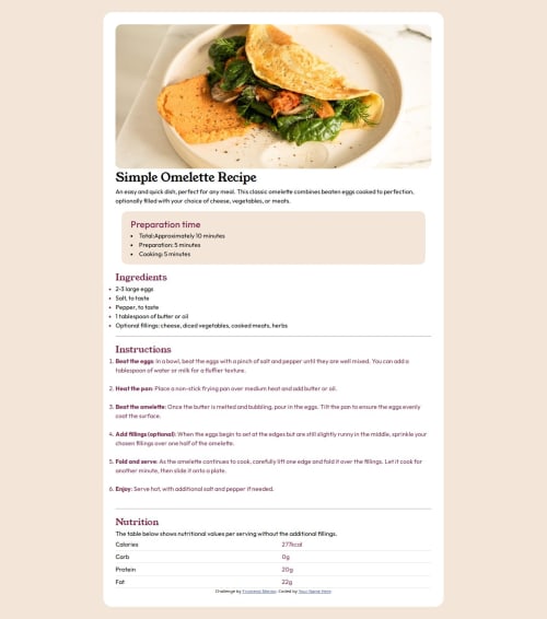 Frontend Mentor | Recipe page using HTML and CSS coding challenge solution