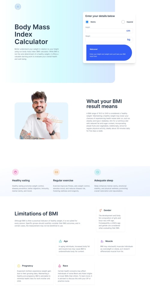 Frontend Mentor | Responsive BMI Calculator coding challenge solution