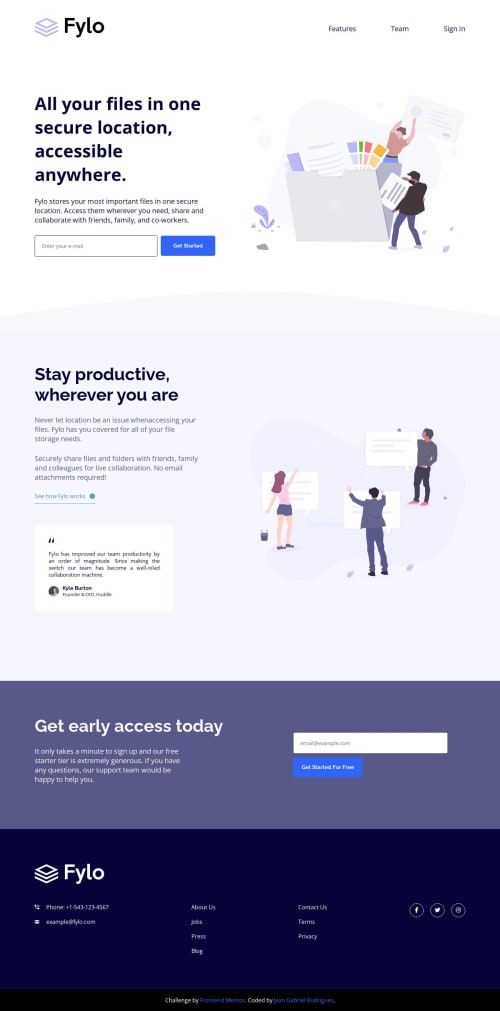 Frontend Mentor Fylo Landing Page With Two Column Layout Coding