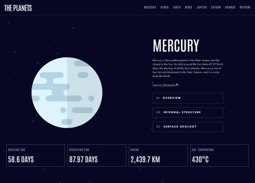 Planet Overview coding challenge solution | Frontend Mentor