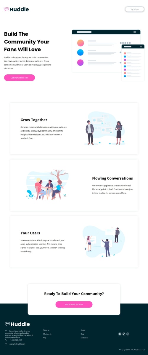 Frontend Mentor | Huddle landing page using HTML and CSS coding challenge solution