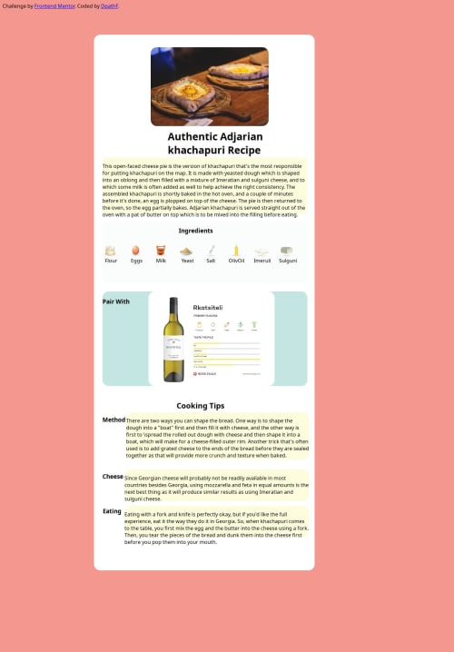 Responsive Recipe page using Flexbox coding challenge solution | Frontend Mentor