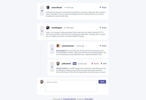 Interactive Comment section with React.js coding challenge solution