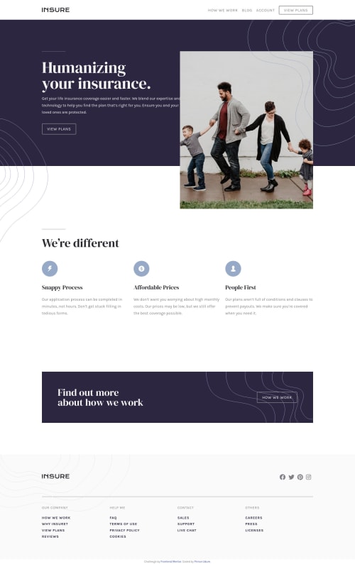 Frontend Mentor Responsive Insure Landing Page With Css Grid Coding