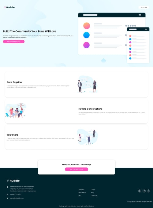 Huddle-Landing-Page || Build with Flexbox & Css Grid coding challenge solution