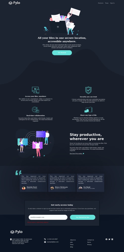 Frontend Mentor | Flyo theme using html and css coding challenge solution