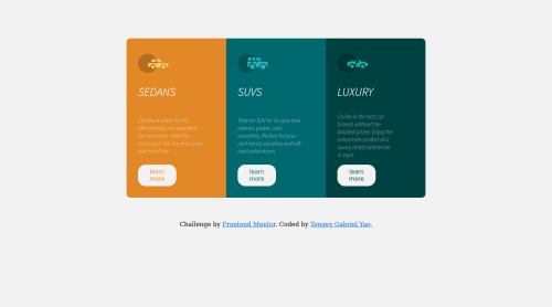Frontend Mentor | 3 column card component preview using css and html coding challenge solution