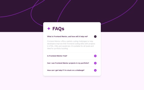 FAQ Accordion built using Tailwind CSS coding challenge solution