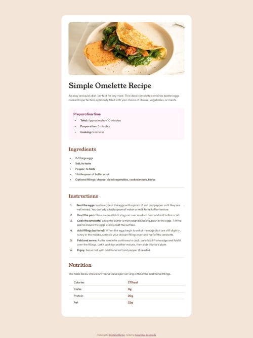 recipe-page-main using flexbox coding challenge solution | Frontend Mentor