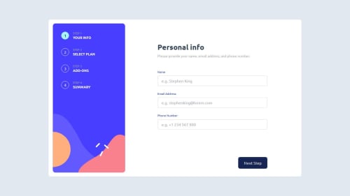 react+tailwindcss multi-step-form coding challenge solution