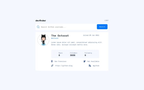 Frontend Mentor Github User Search App Coding Challenge Solution 7821