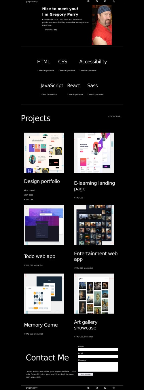 Single Page Portfolio using HTML and CSS only coding challenge solution