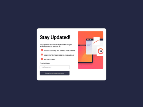 Frontend Mentor | Newsletter sign-up form with success message using HTML, CSS, JS coding ...