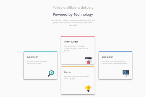 Four cards section feature using HTML and CSS. coding challenge solution | Frontend Mentor