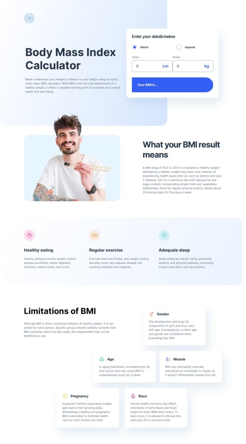 Frontend Mentor Body Mass Index Calculator Coding Challenge Solution