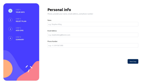 Multi-step form - ReactJS coding challenge solution | Frontend Mentor