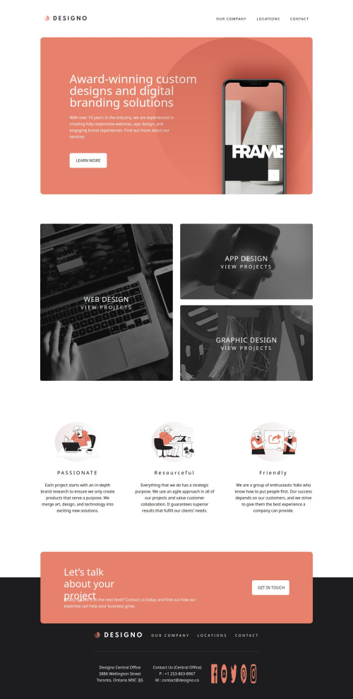 Frontend Mentor | Designo-website - React - Vite - TailwindCSS coding challenge solution