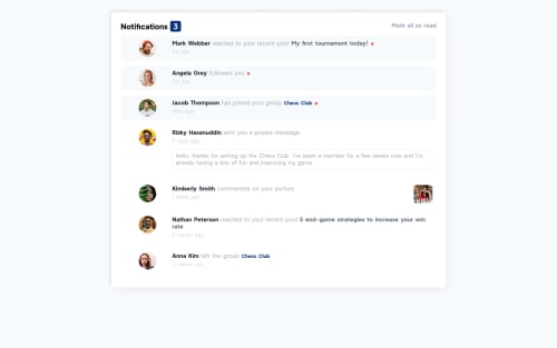 Frontend Mentor | Notifications Page with CSS Grid coding challenge solution