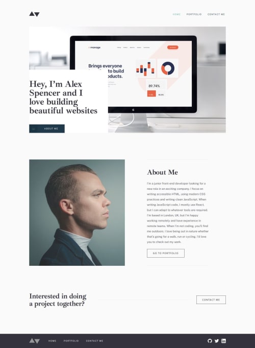 Frontend Mentor | Responsive minimalistic portfolio using react coding challenge solution