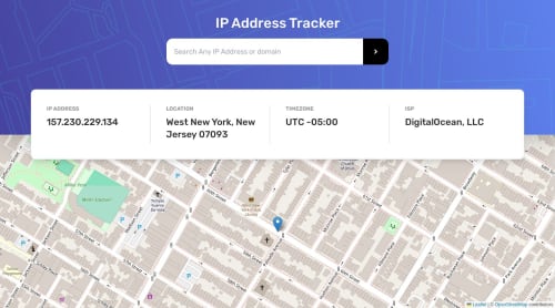 Frontend Mentor | IP Address Checker made with React + VITE and Tailwind CSS coding challenge ...