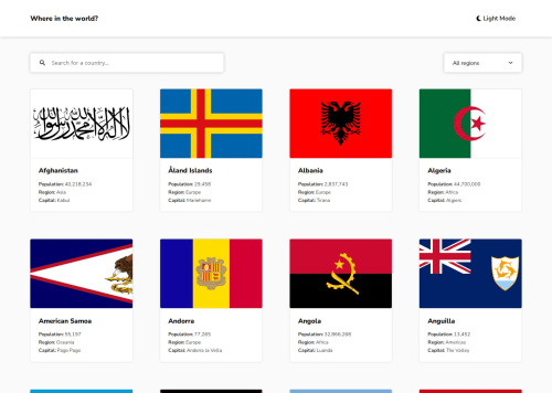 Responsive REST Countries API using React coding challenge solution