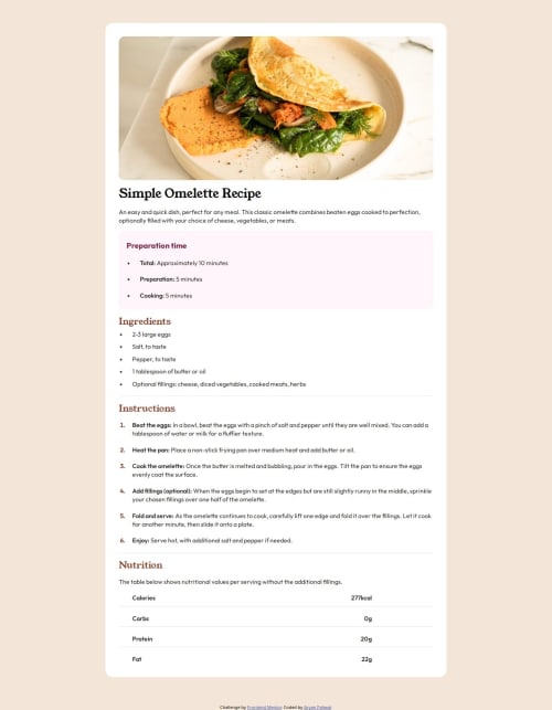 Frontend Mentor | Recipe Page By Using HTML , CSS coding challenge solution