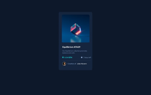 NFT Preview Card using flexbox coding challenge solution | Frontend Mentor