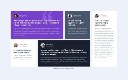 Frontend Mentor Testimonials Grid Section Coding Challenge Solution