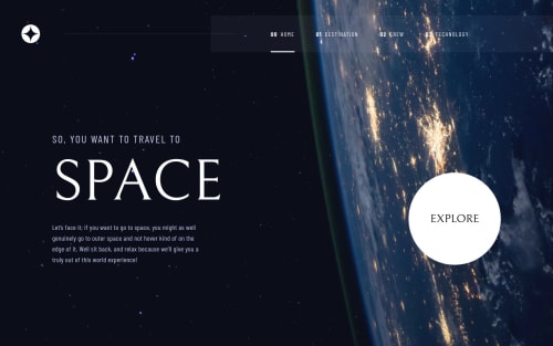 Frontend Mentor Responsive Space Tourism Page Using Tailwind Css