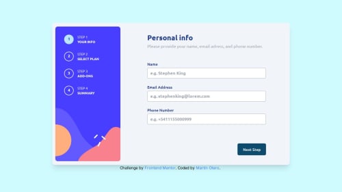 Multi-step Form with tailwind react-next coding challenge solution