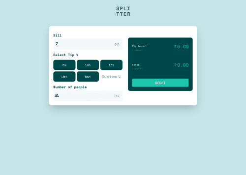 Frontend Mentor | Splitter - Tip Calculator app coding challenge solution
