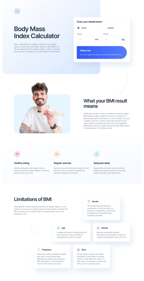 Frontend Mentor | Body Mass Index calculator coding challenge solution