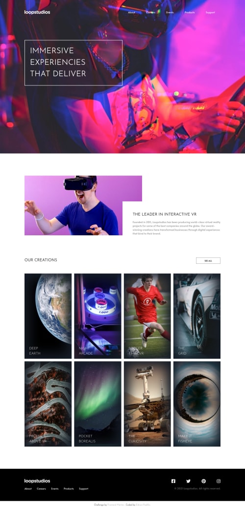 Frontend Mentor | Loopstudios landing page with html, css and javascript coding challenge solution