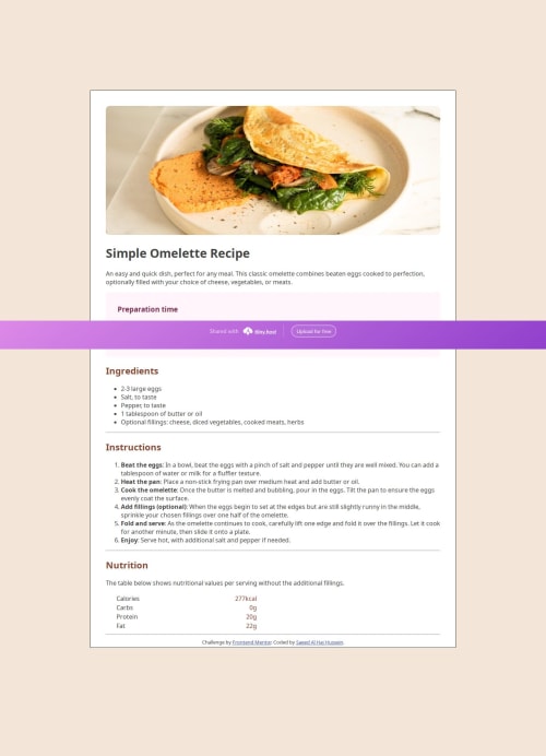 Frontend Mentor | Responsive recipe-page using pure HTML, CSS coding challenge solution