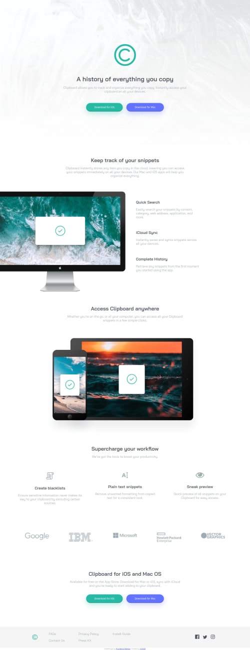 Frontend Mentor | clipboard-landing-page-master html css flexbox coding challenge solution