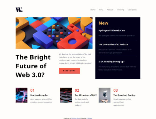 Responsive News Homepage with CSS Grid coding challenge solution