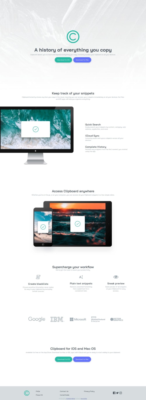 Frontend Mentor | Página de destino responsiva da Clipboard coding challenge solution