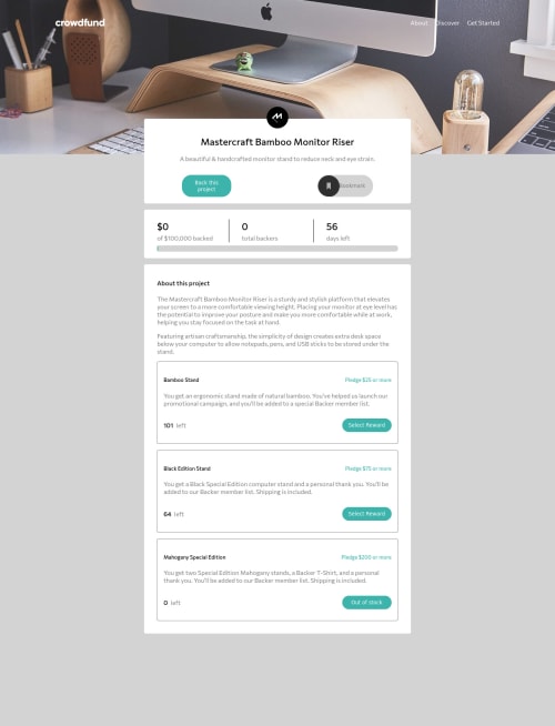 Frontend Mentor | Crowdfunding Product Page using HTML, CSS, and JavaScript coding challenge ...