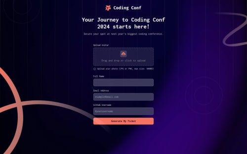 Frontend Mentor | Conference ticket generator coding challenge solution