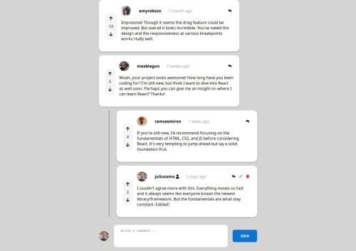 Interactive Comment Component coding challenge solution | Frontend Mentor