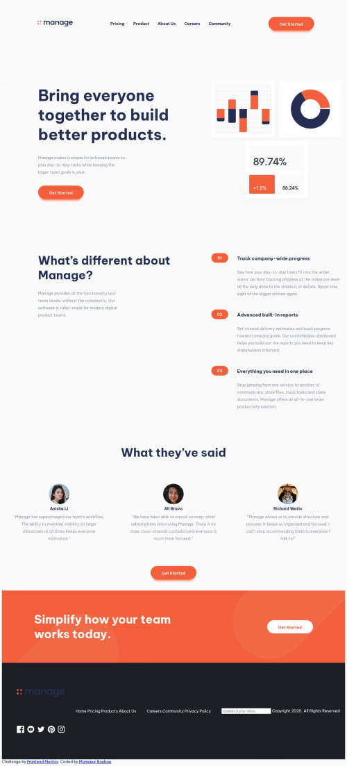 Frontend Mentor | non responsive landing page coding challenge solution