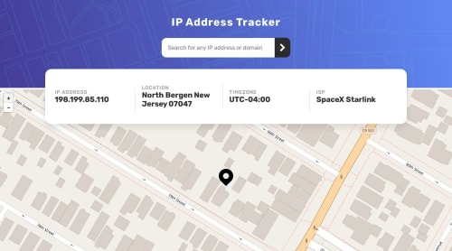 Frontend Mentor | Responsive IP Address tracker using Leaflet.js coding challenge solution