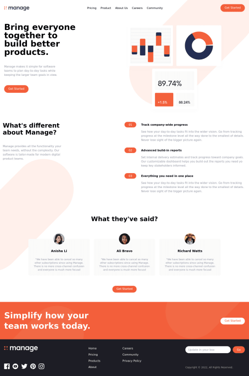 Frontend Mentor | Manage landing page using Tailwind CSS coding challenge solution