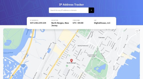 Frontend Mentor | IP Address Tracker using React & Google Maps coding challenge solution