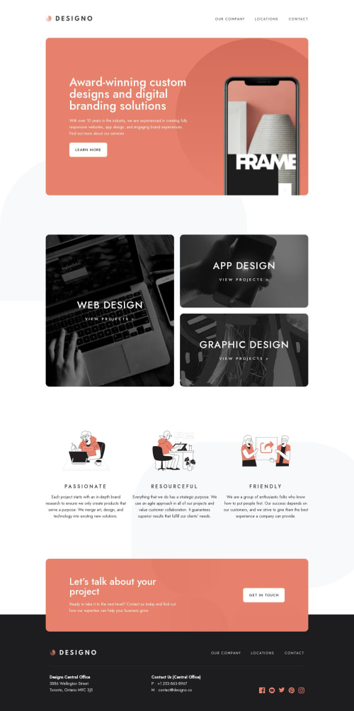Frontend Mentor | Designo multi-page website coding challenge solution