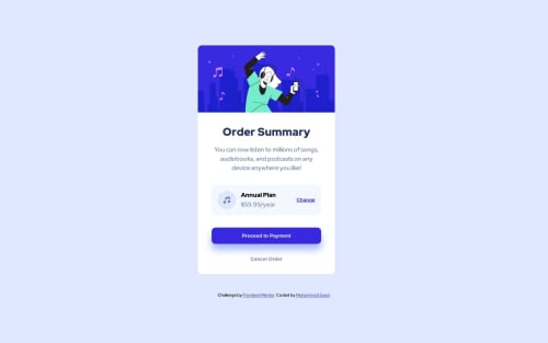 Frontend Mentor Order Summary Component Html Css Coding Challenge 4909