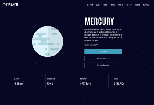 Frontend Mentor | Planets fact app built using ReactJS and TypeScript with react-router coding ...