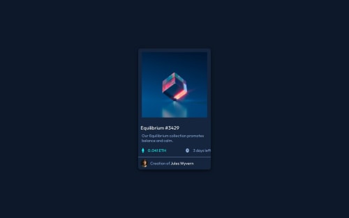 NFT Card Preview using HTML and CSS coding challenge solution | Frontend Mentor