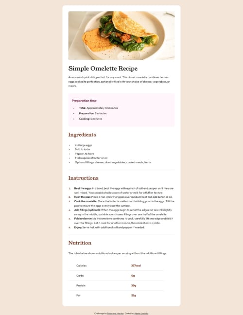 Recipe Page - HTML & CSS coding challenge solution | Frontend Mentor